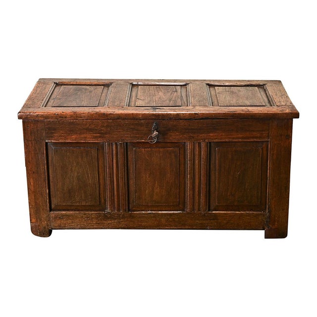 French Carved Oak Paneled Trunk | Chairish
