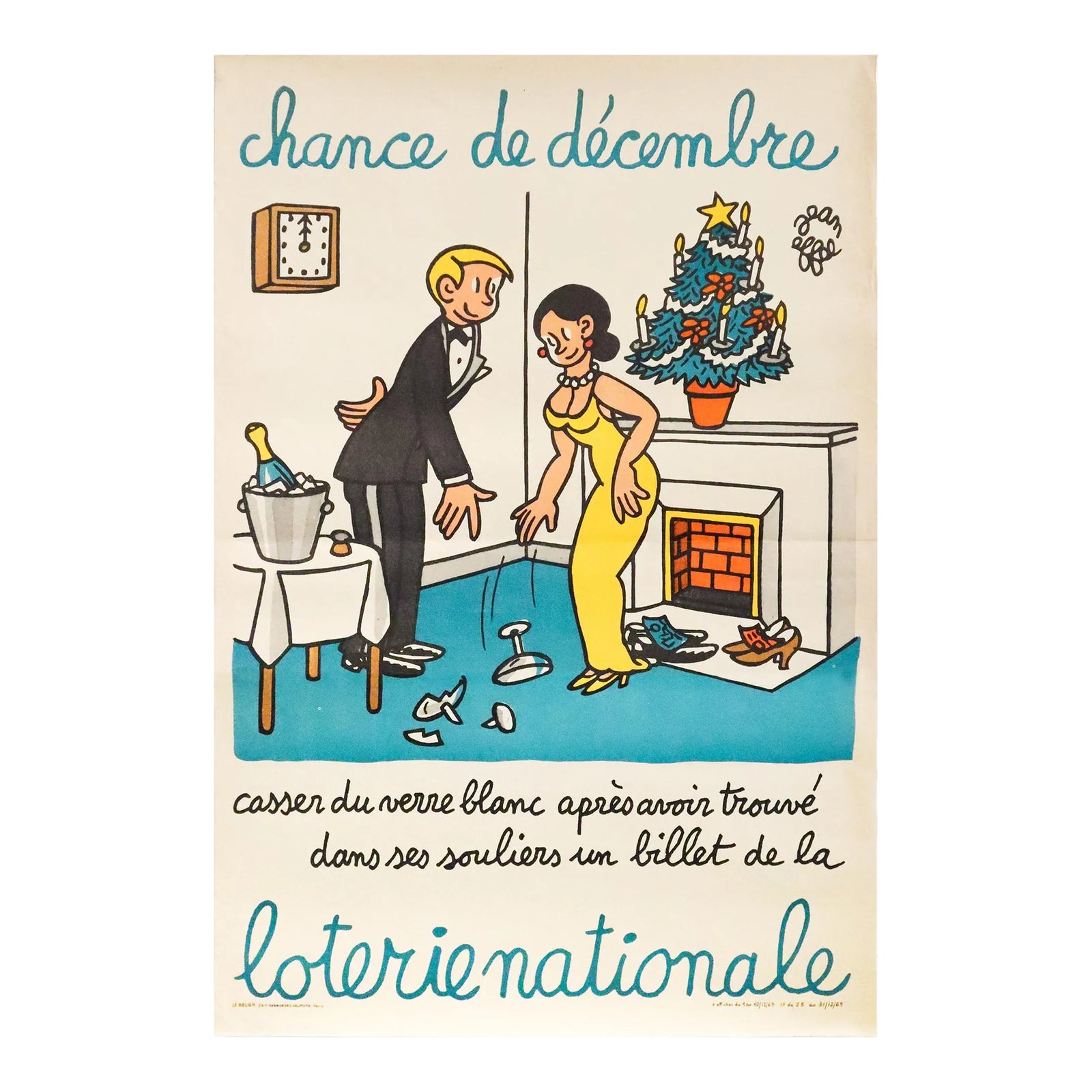 1965 French Lottery Poster - Loterie Nationale, Chance De Décembre ...
