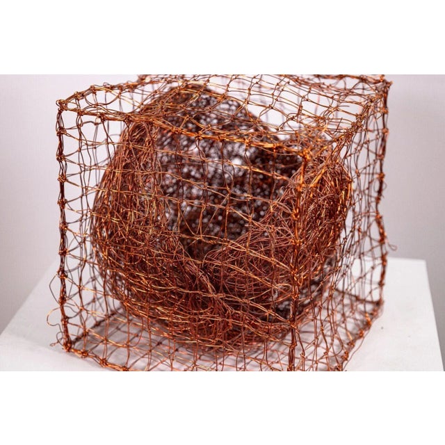 Nancy Koenigsberg Modernist Contemporary Copper Cube and Ball Sculpture ...