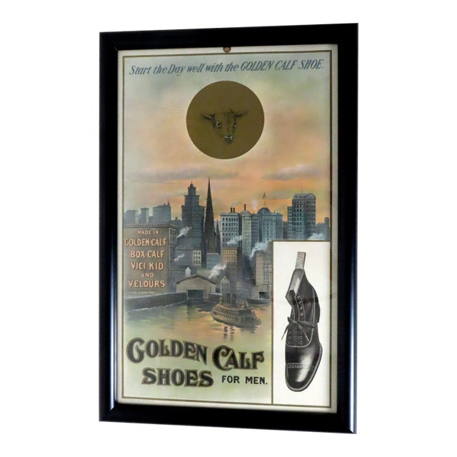 Original Early 1900s American Lithograph Men's Shoes Advertising Sign ...