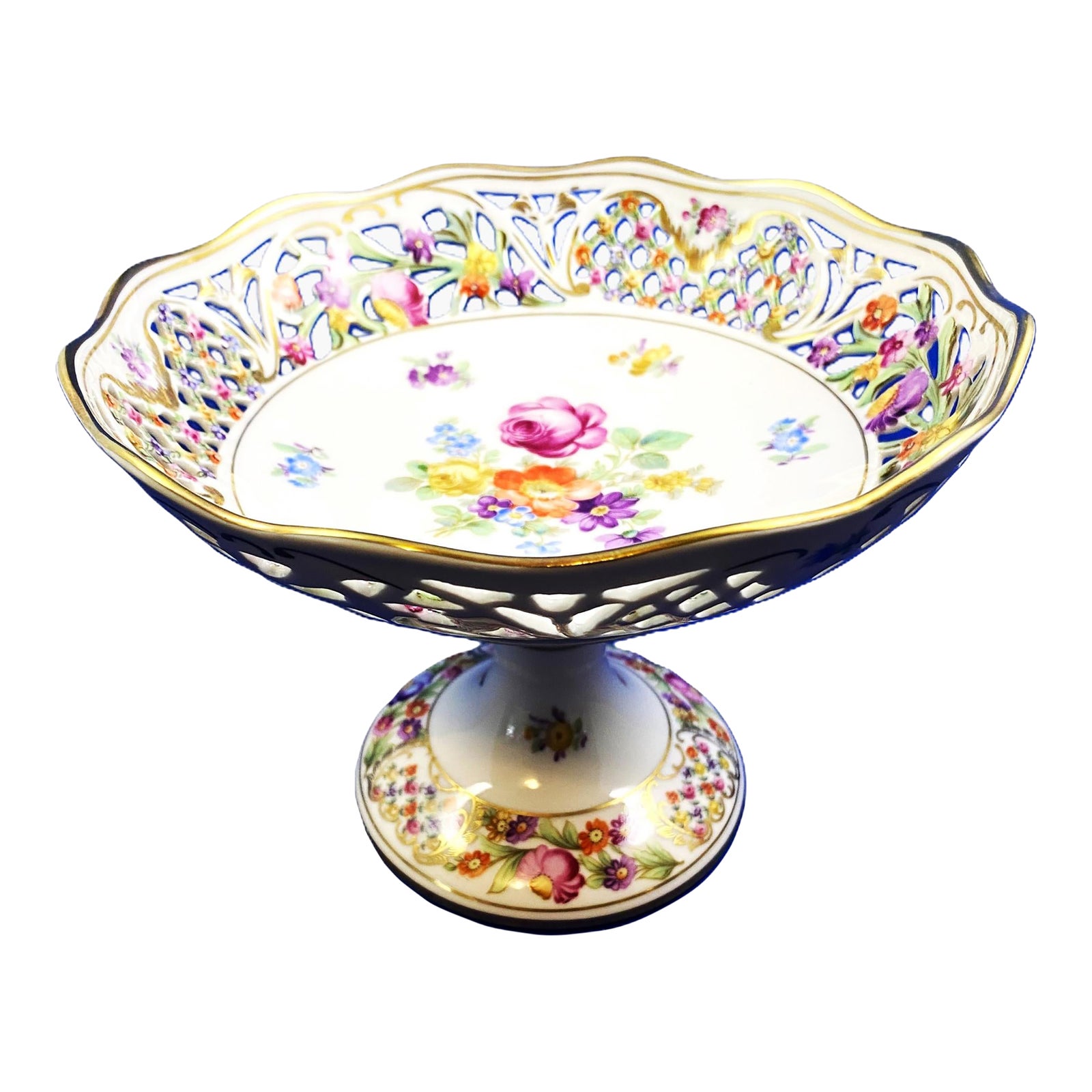 1950's Schumann Germany, Pedestal Reticulated Compote, Chateau Pattern ...