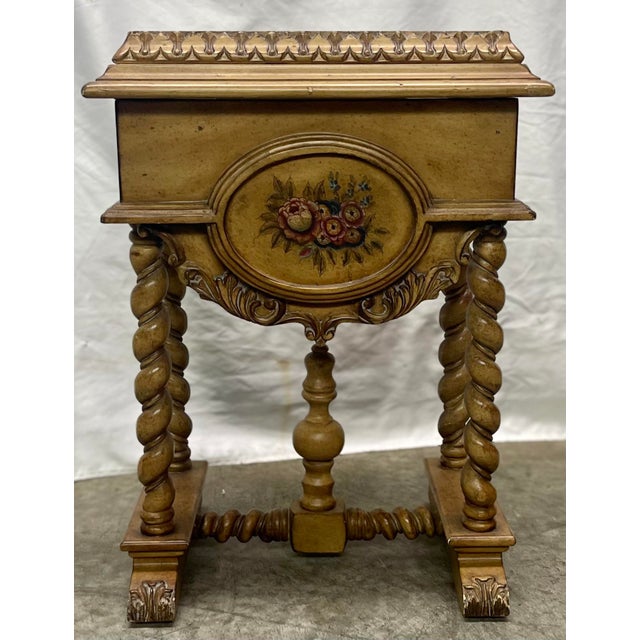 Italianate Antiqued Shadow Box Side Table | Chairish