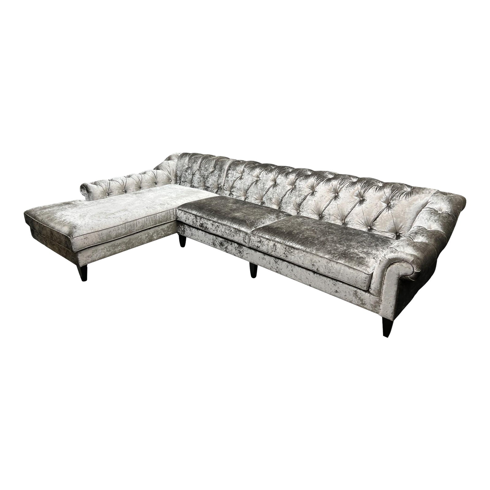 Grey crushed velvet sofa store