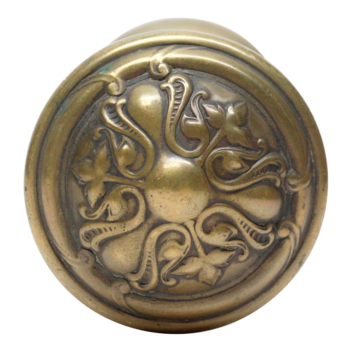 Art Nouveau Reading Brass Crofton Door Knobs | Chairish