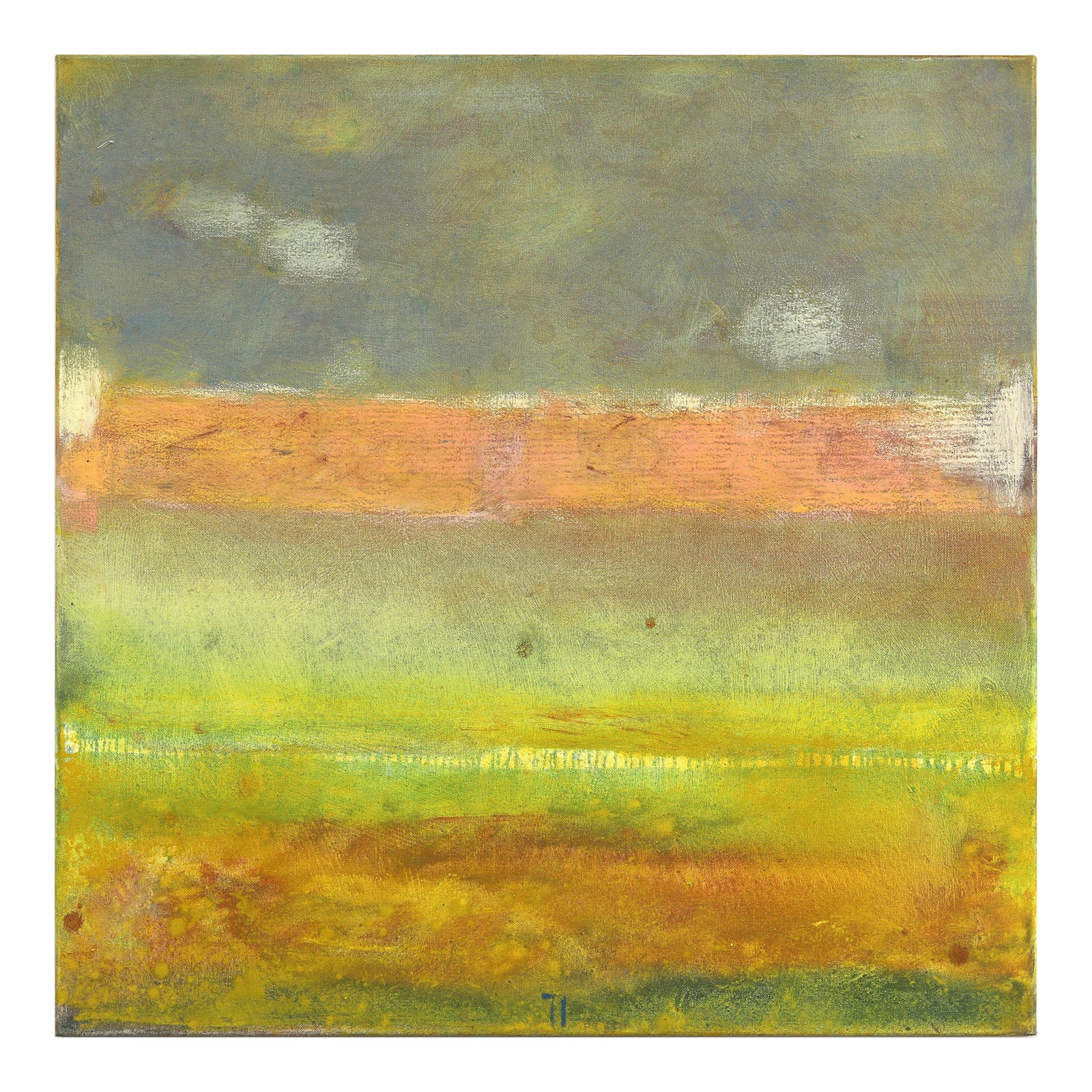 Awh 323 - Oil Painting Abstract Expressionist Yellow Colorfield ...