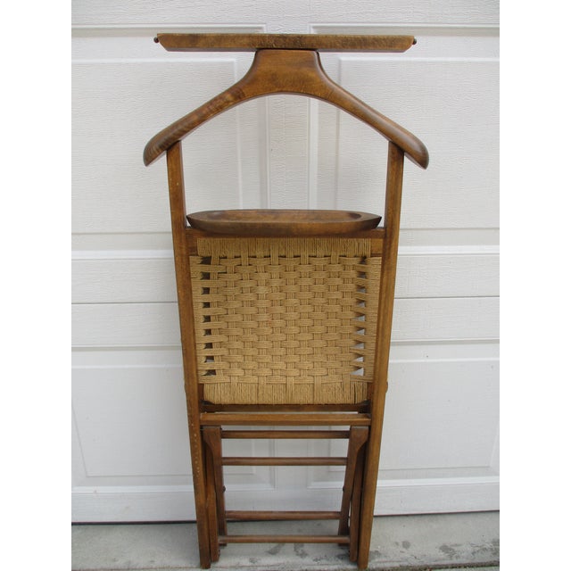Mid-Century Modern Italian Wood and Caned Seat Valet or Butler Chair ...
