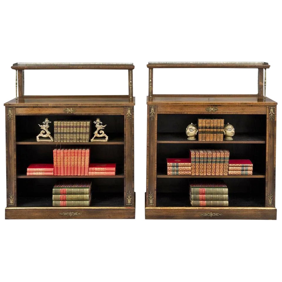 English Regency Period Rosewood Bookcases, circa 1820 - a Pair | Chairish