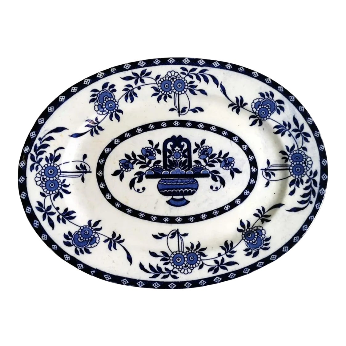 Antique Staffordshire Potteries English Platter With Blue Transferware ...