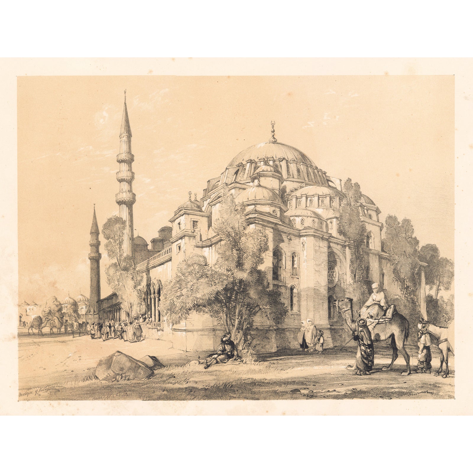 1838 Lithograph of Constantinople "Mosque of Suleymania" (Süleymaniye ...