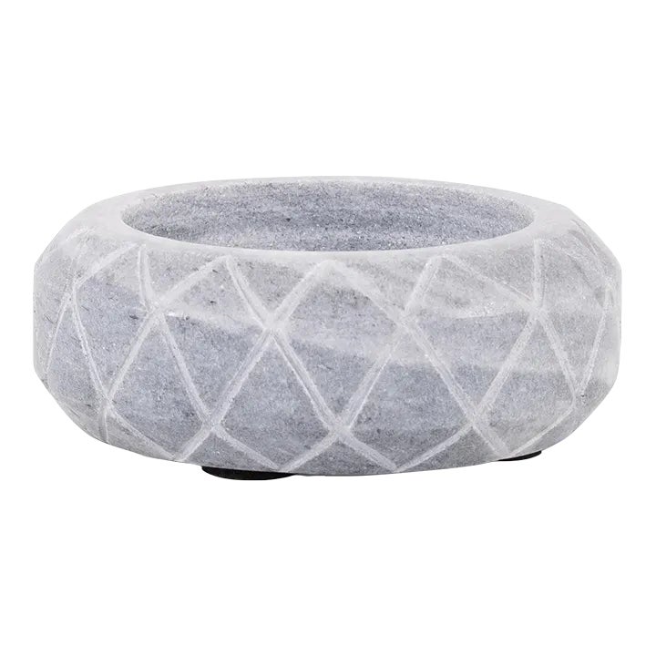 Regatta Grey Marble Etched Bowl | Chairish