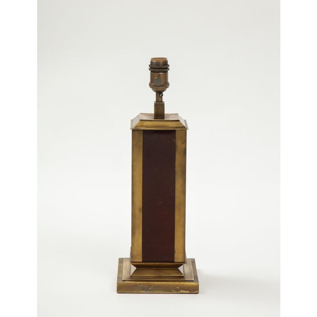 1970s Laque d'Ambre and Patinated Brass Table Lamp by Guy Lefevre ...