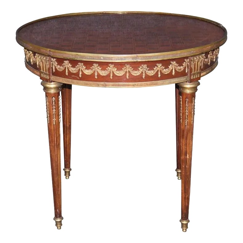 Bronze Mounted Walnut and Tulipwood Inlaid French Louis XVI Center ...