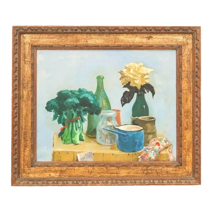 1940s Impressionist Style Whimsical Still Life Oil Painting on Canvas ...