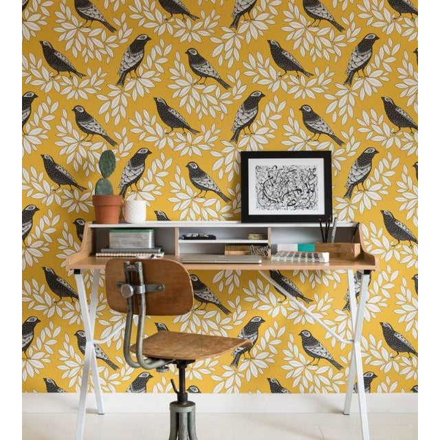 Songbird Wallpaper In Teal, Price Per 11 Yard Roll | Chairish