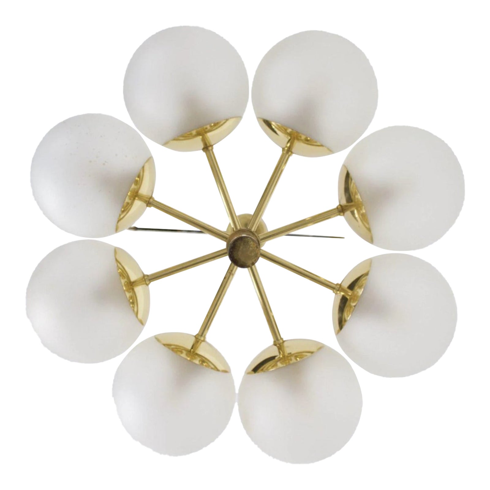 Kaiser Brass Radial 8 Satin Glass Globes Pendant Chandelier, Germany ...