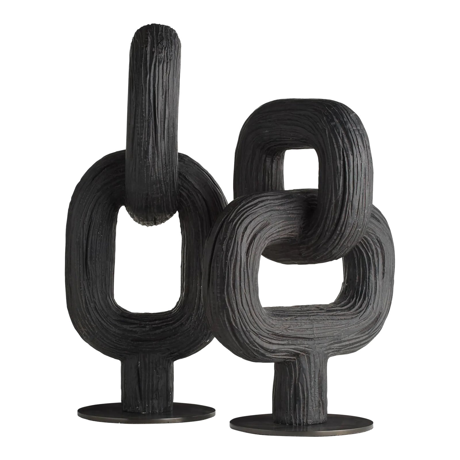 Arteriors Home Merritt Black Resin Sculptures, Set of 2 | Chairish