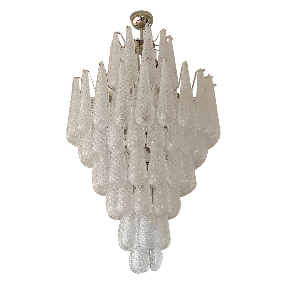 Large Drop Crown Chandelier in Murano | Chairish