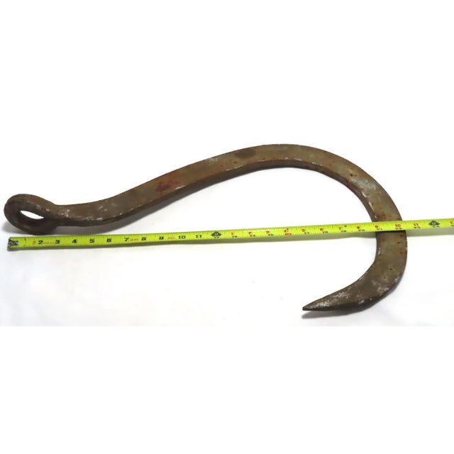 Giant Size Early 19th Century Hand Wrought Iron Hook | Chairish