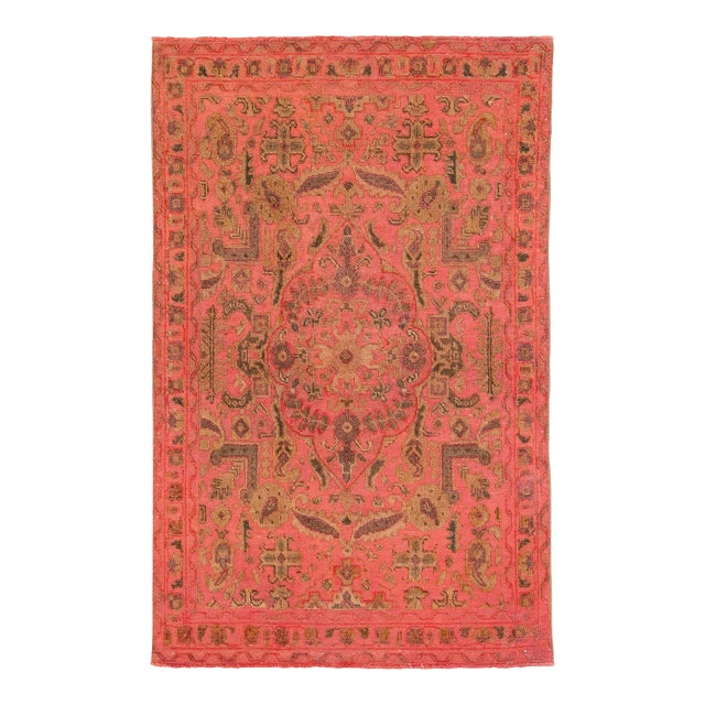 Persian Overdyed Wool Rug in Pink With Allover Motif 3 X 5 | Chairish