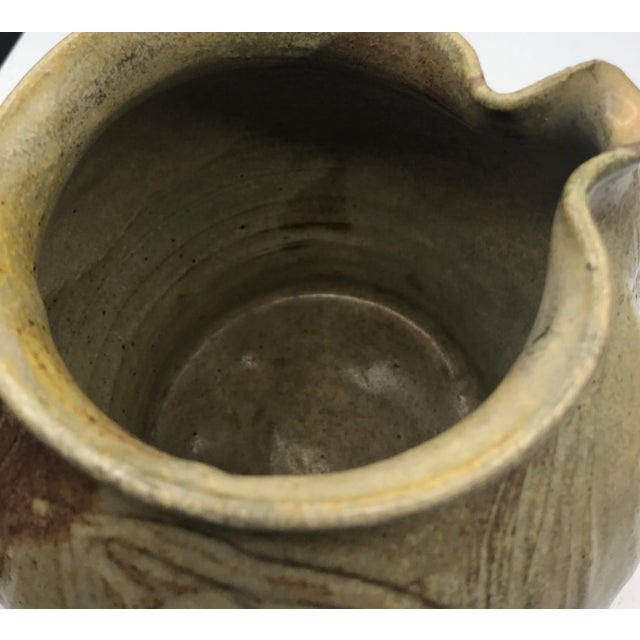Mid 20th Century Abstract Faces Art Studio Pottery Pitcher | Chairish