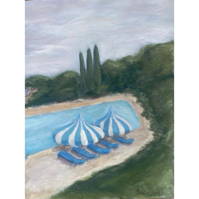 Italian Riviera, Large Expressionist Outdoor Scene Oil Painting, Alice ...