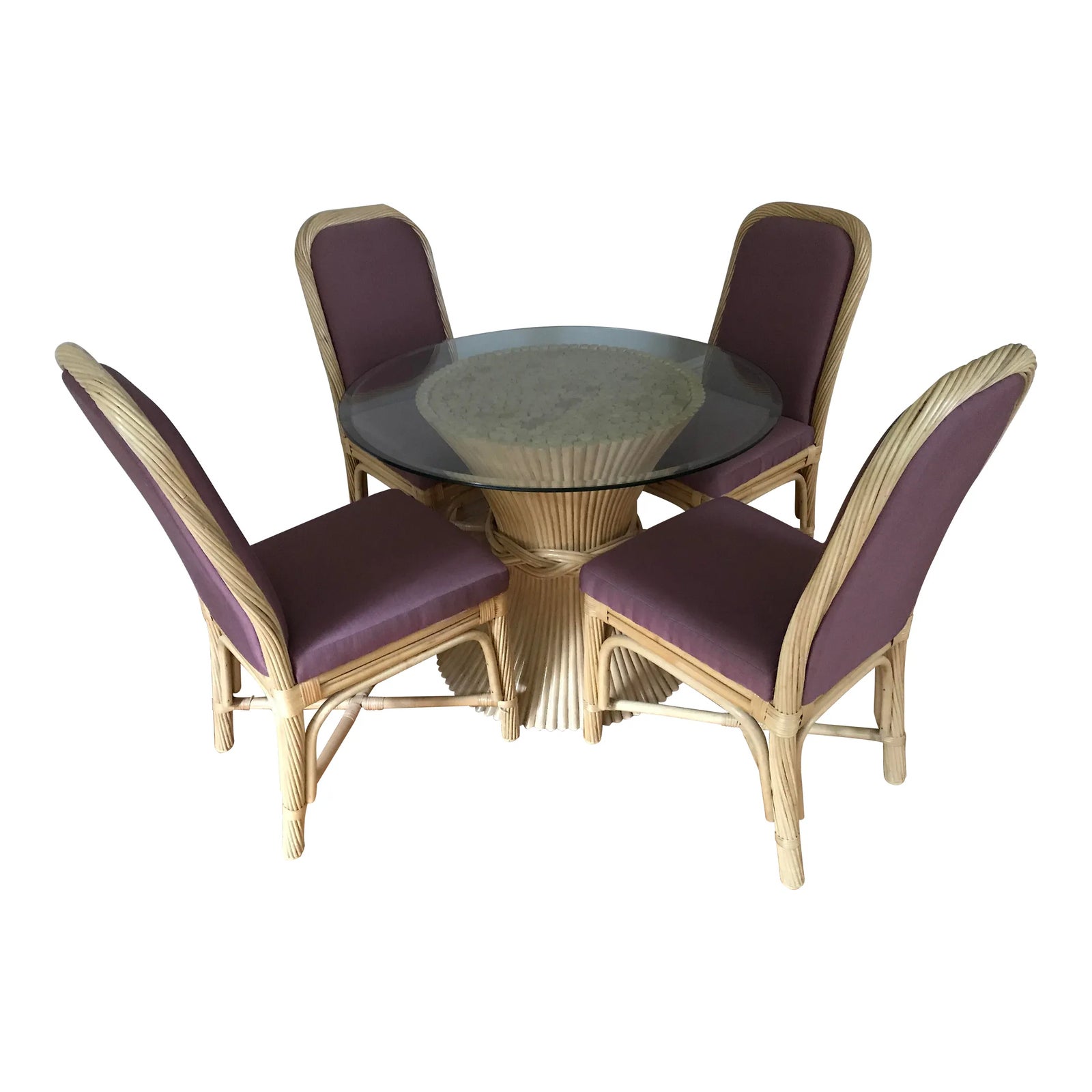 1980s McGuire Style Haystack Dining Table & 4 Chairs | Chairish