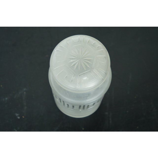 Antique Hand Blown Frosted Glass Greek Key Pickle Vanity Jar Canister ...