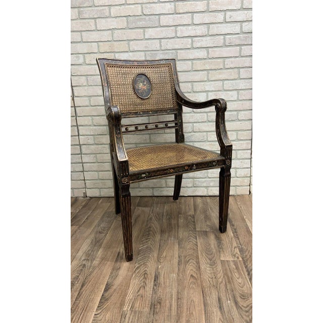 Late 19th Century Antique English Regency Hand-Painted Cane-Back ...