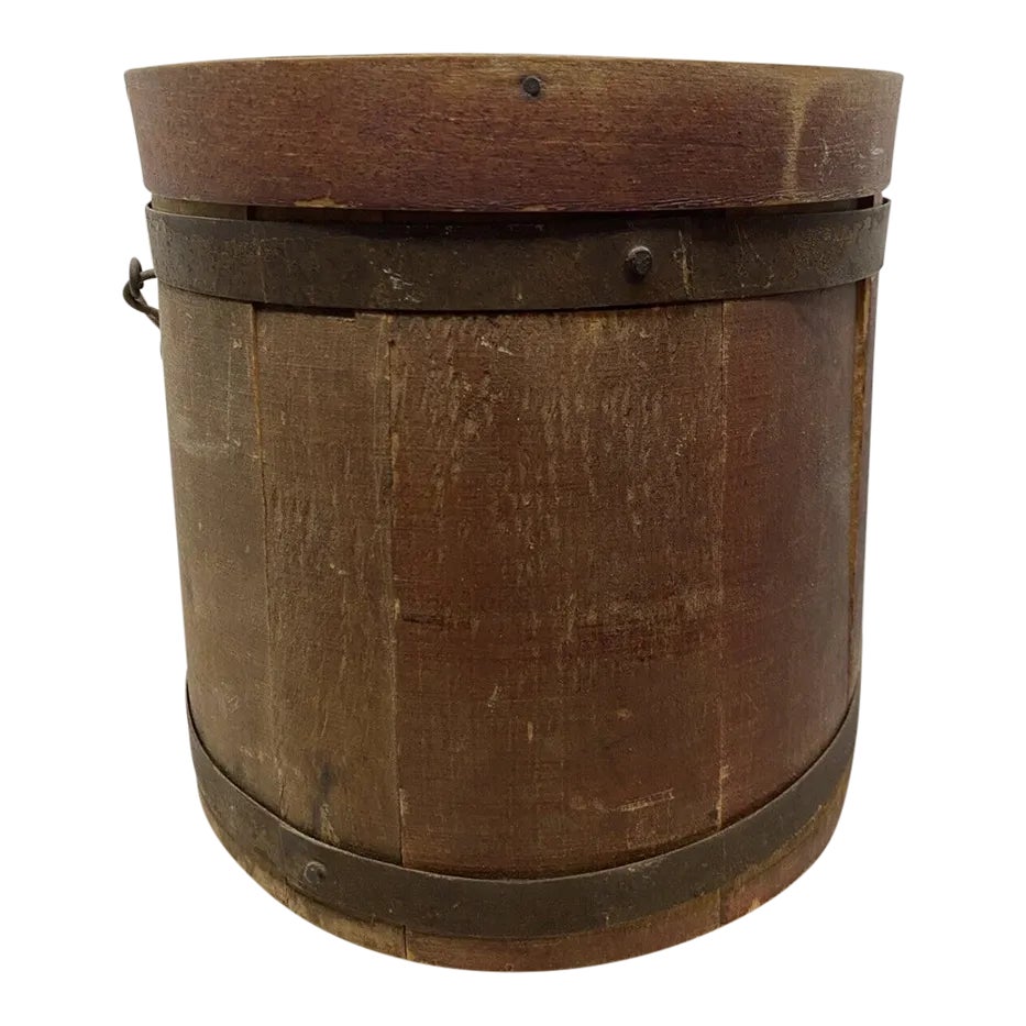 Late 19th Century Country Primitive Antique Firkin Sugar Bucket | Chairish