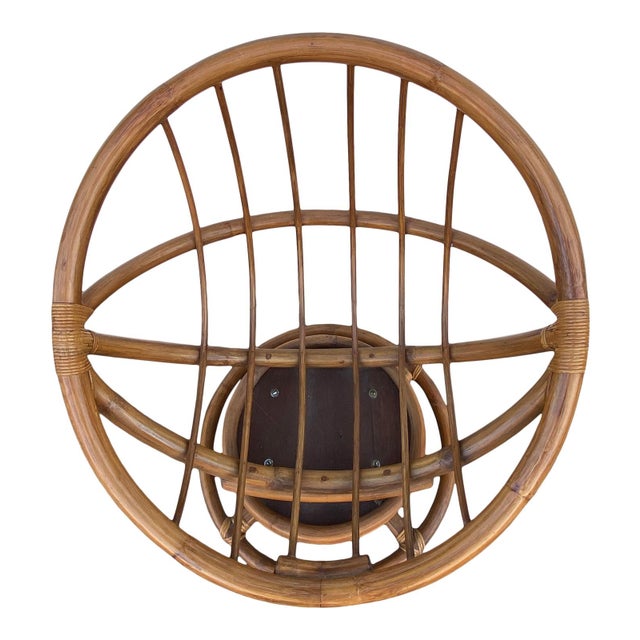 1970s Ficks Reed Rattan Bamboo Swivel Hoop Lounge Chair | Chairish