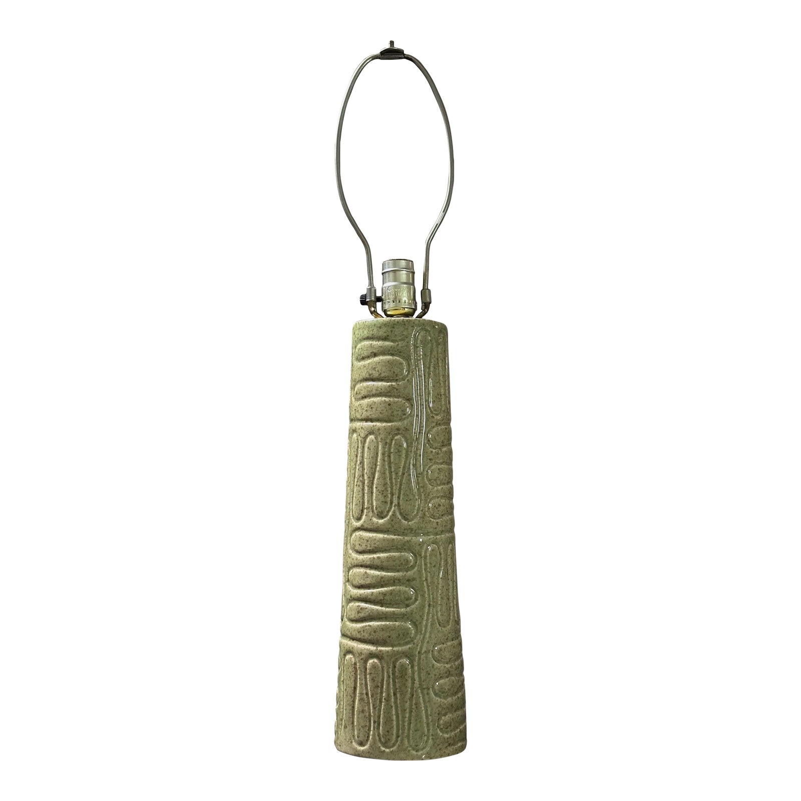 Vintage Studio Craft MCM Muted Green Ceramic Table Lamp | Chairish
