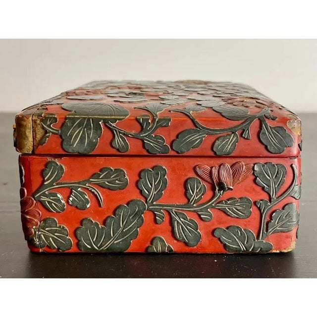 Antique Chinese Red and Black Lacquered Cinnabar Box, 1800s | Chairish