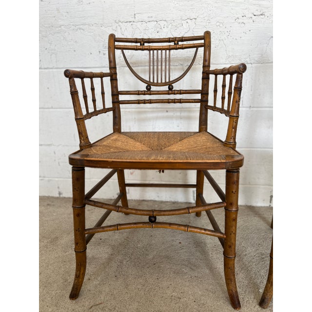 Set of 6, 19th Century Simulated Bamboo Original Paint Primitive Dining ...