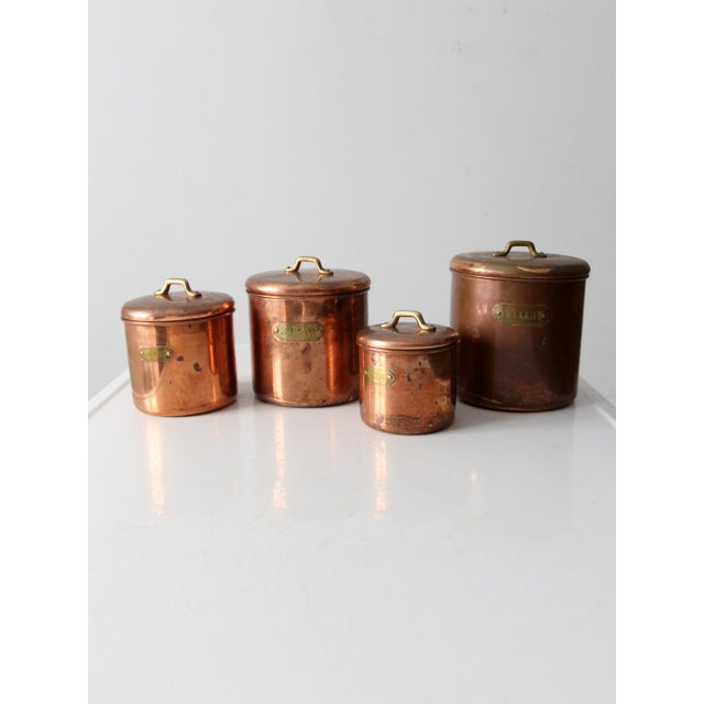 Vintage Copper Kitchen Canisters Set of 4 | Chairish