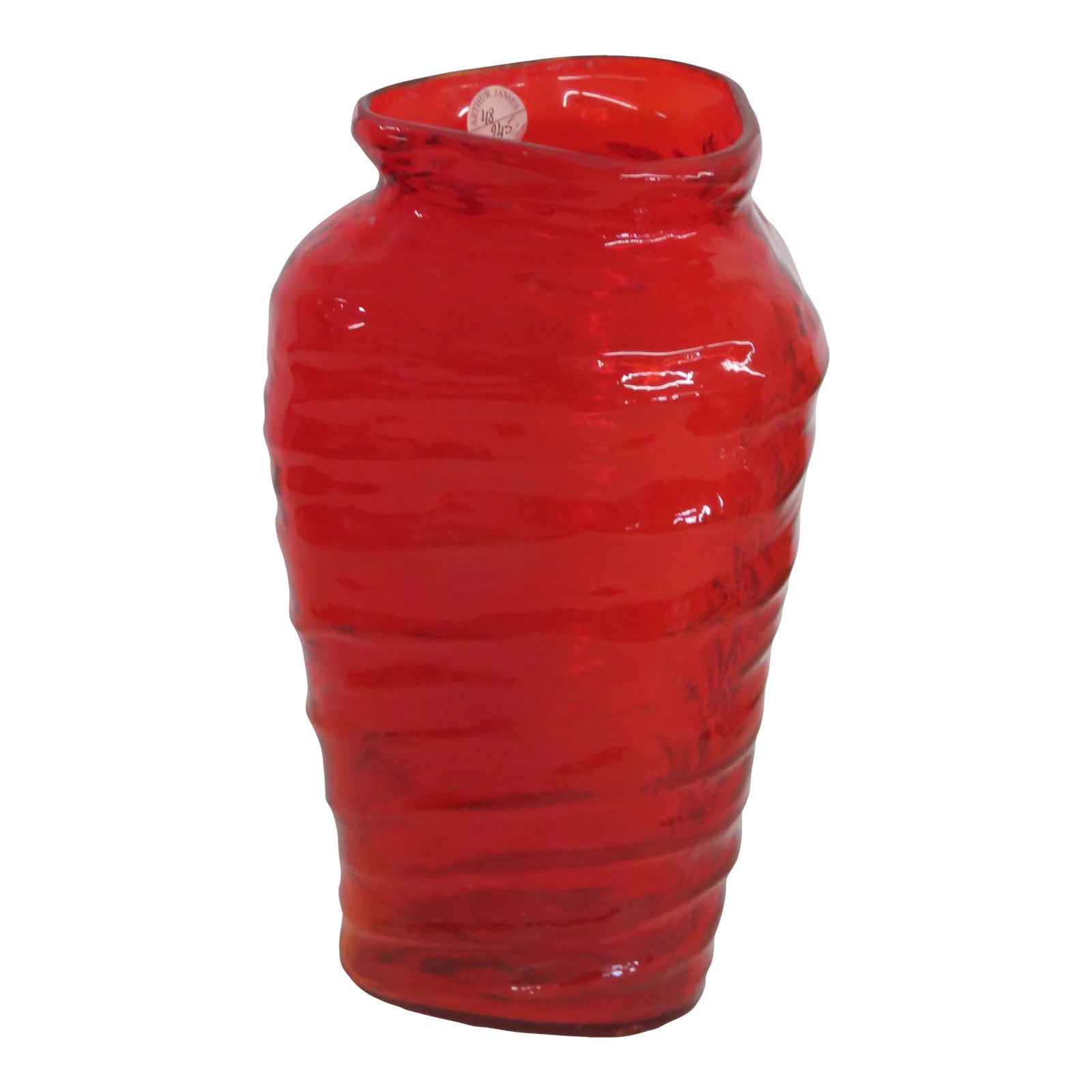 Consolidated Red Catalonian Triangle Shaped Vase Arthur James Galleries ...