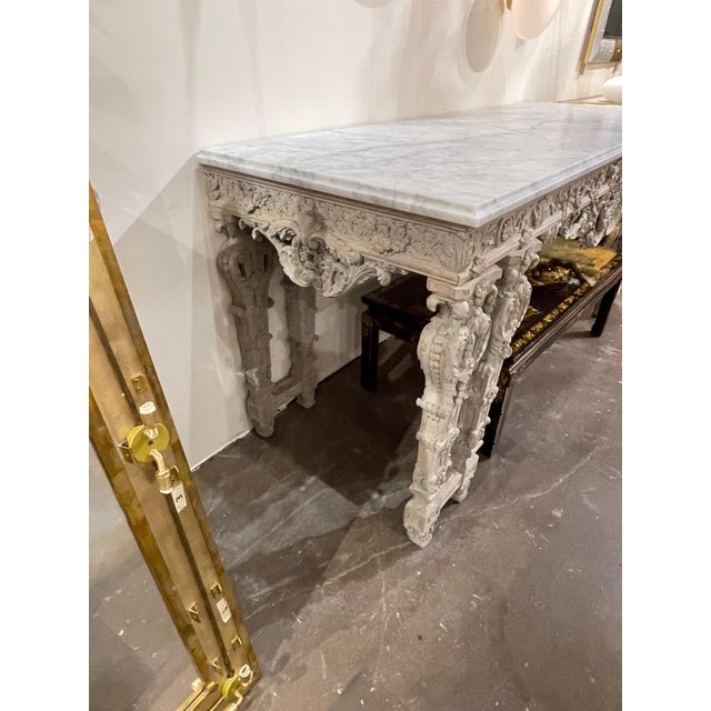 19th Century English Neoclassical Carved & White Washed Mahogany ...