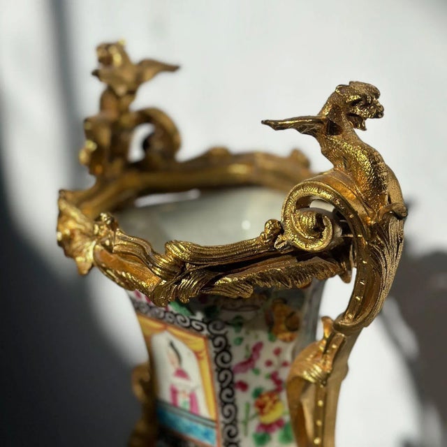 Early 19th Century Chinese Rose Canton Vases- Set of 2 | Chairish