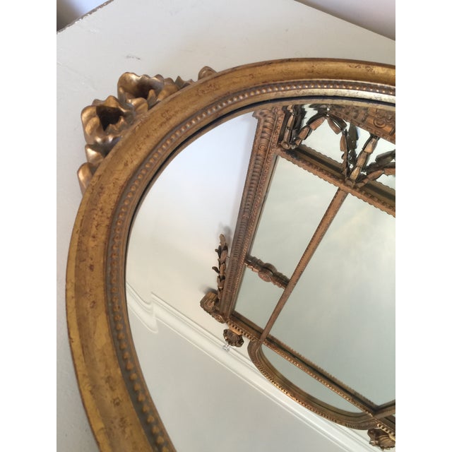 Louis XVI Gilt Oval Mirror With French Bow Swag | Chairish