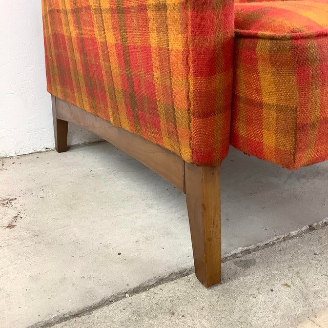 Vintage Reclining Lounge Chair in Unique Checkered Fabric | Mid-Century ...