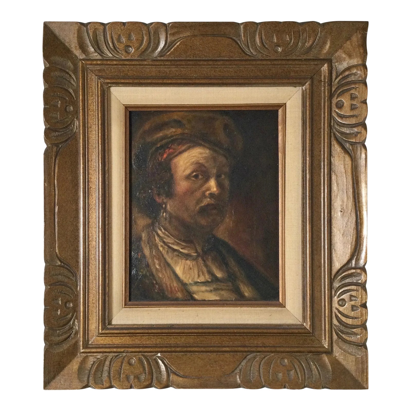 Mid 20th Century Portrait of a Medieval Man Oil Painting Signed ...