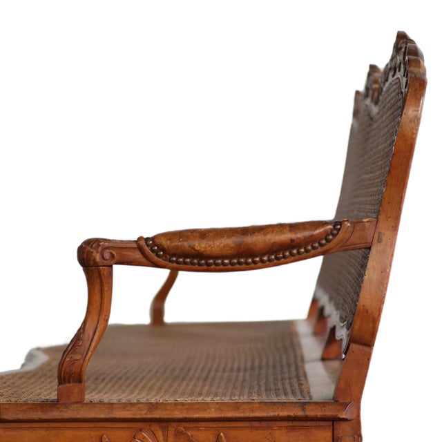 18th Century French Caned Bench | Chairish