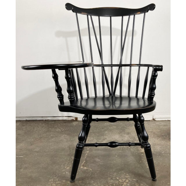 Vintage Windsor Style Writing Chair With Attached Arm Desk | Chairish