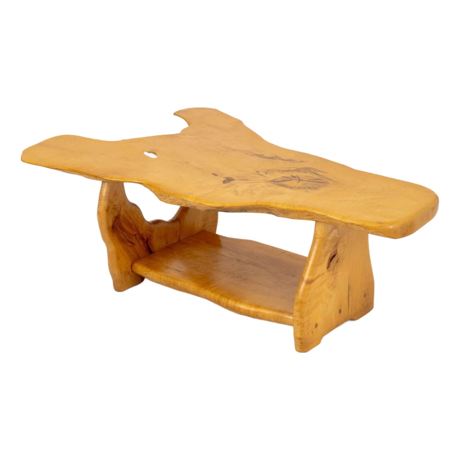 Steve Heller Live Edge Carved Maple Coffee Table | Chairish