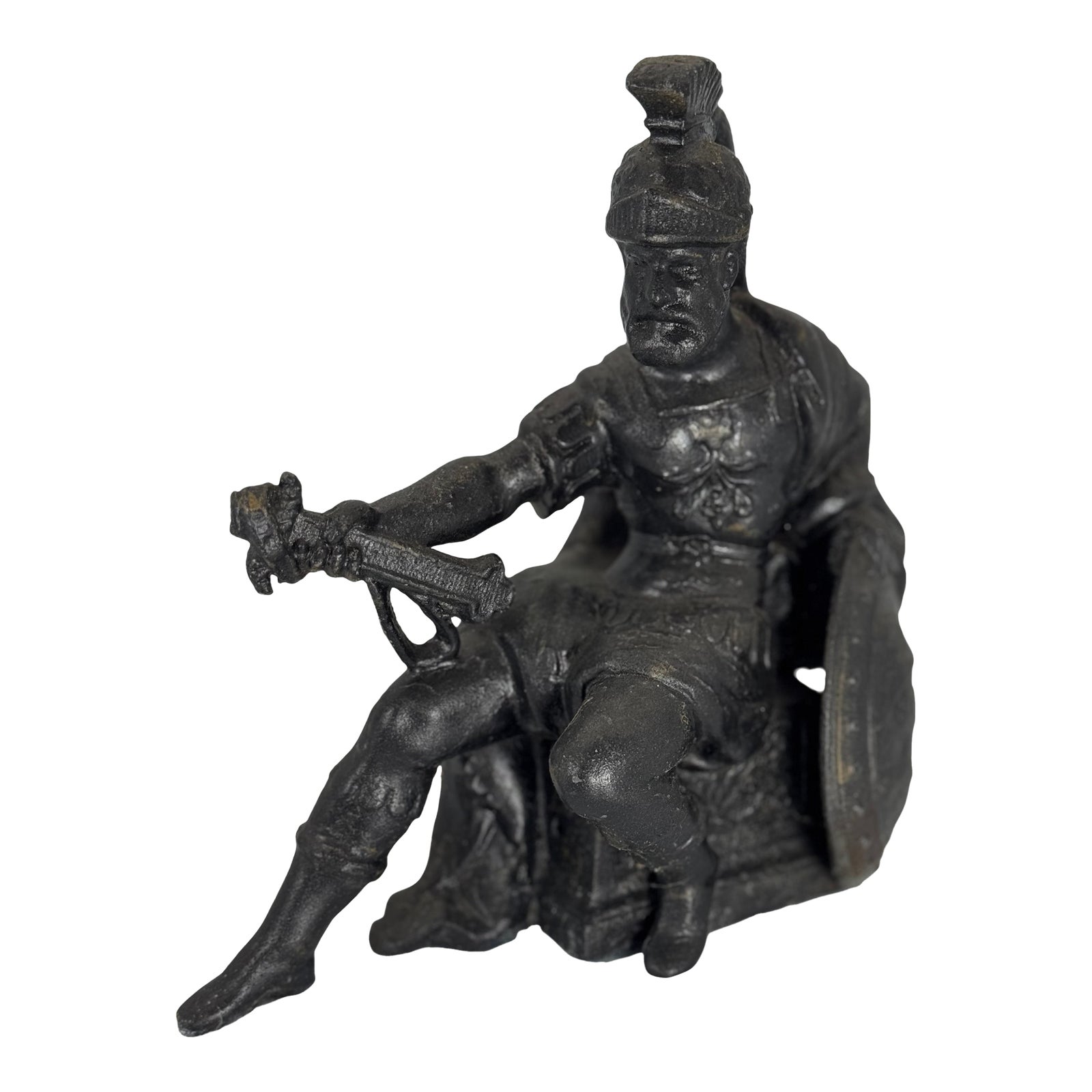 Antique Cast Iron Roman Soldier Figurine | Chairish