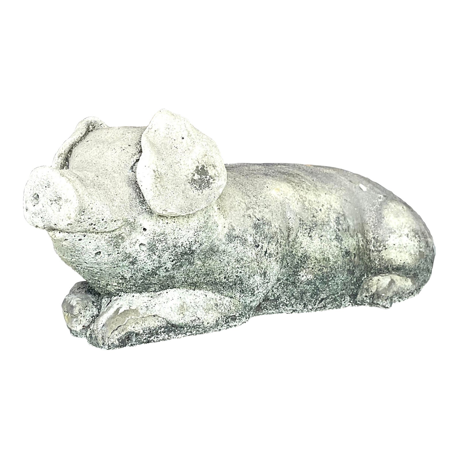 Vintage Boho Cast Cement Pig Garden Ornament | Chairish