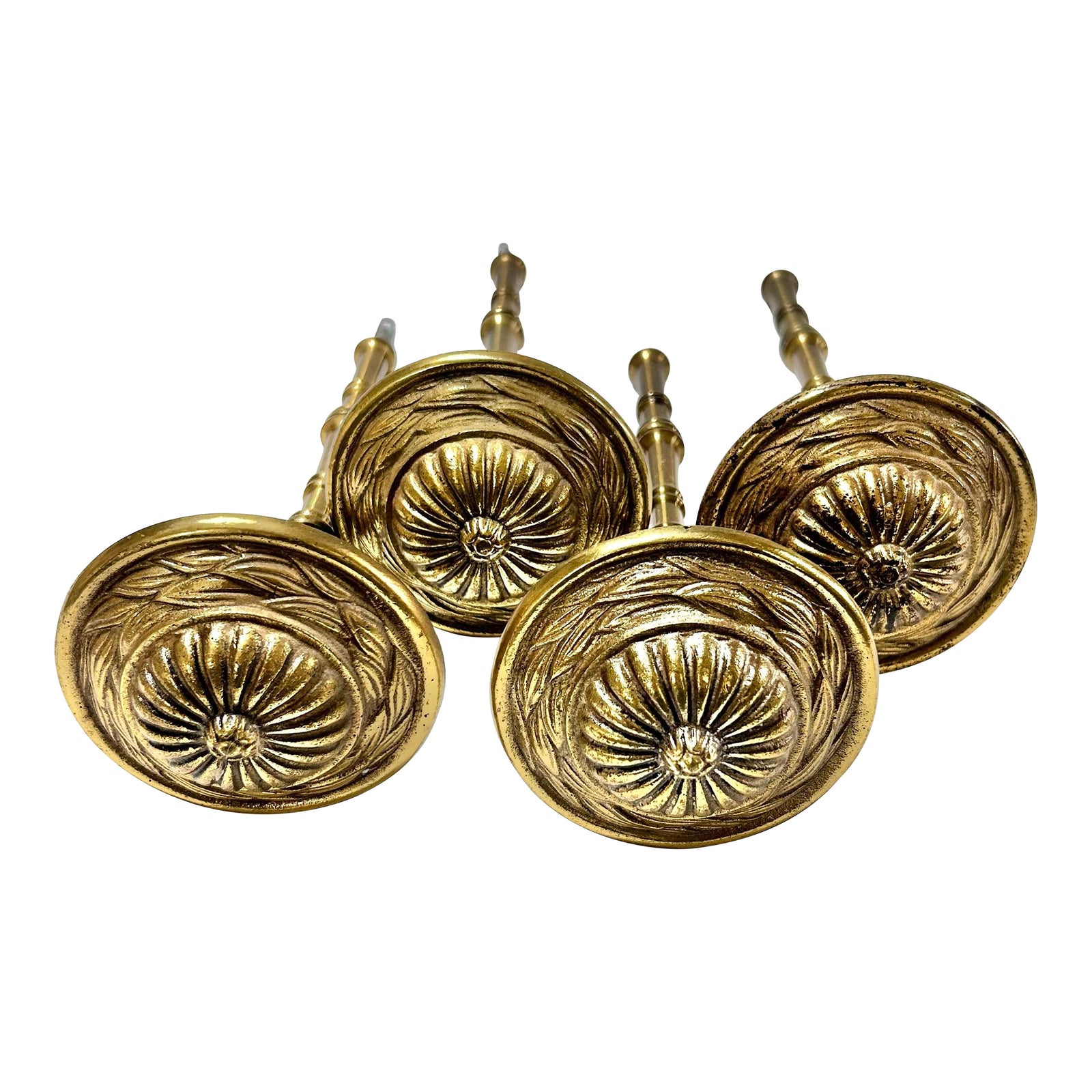 Vintage Solid Brass Curtain Tie Back Rosettes - Set of 4 | Chairish