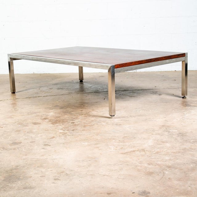 1960s Mid Century Danish Modern Brazilian Rosewood Large Steel Coffee ...