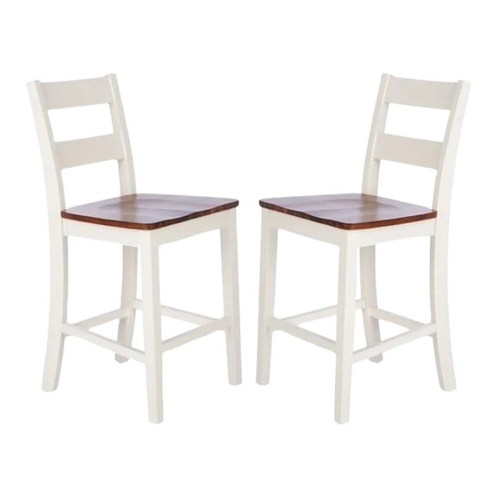 Yuri Counter Stool - White/Natural, Set of 2 | Chairish