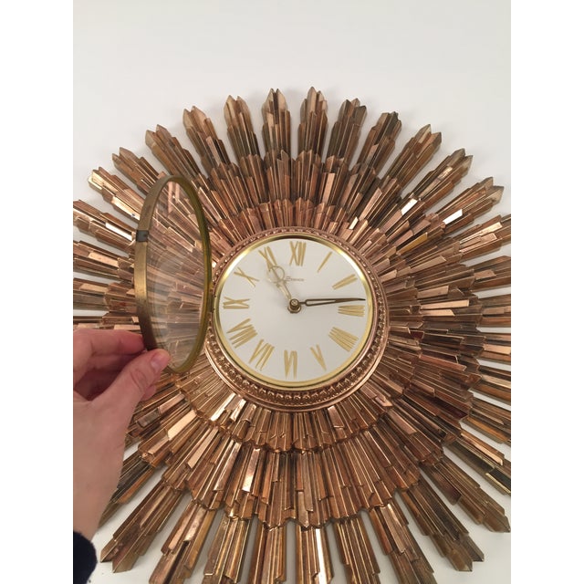 Mid-Century Syroco Sunburst Wall Clock | Chairish
