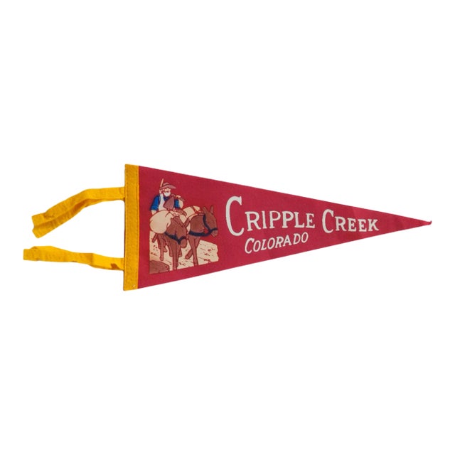 Vintage Cripple Creek Colorado Felt Flag | Chairish